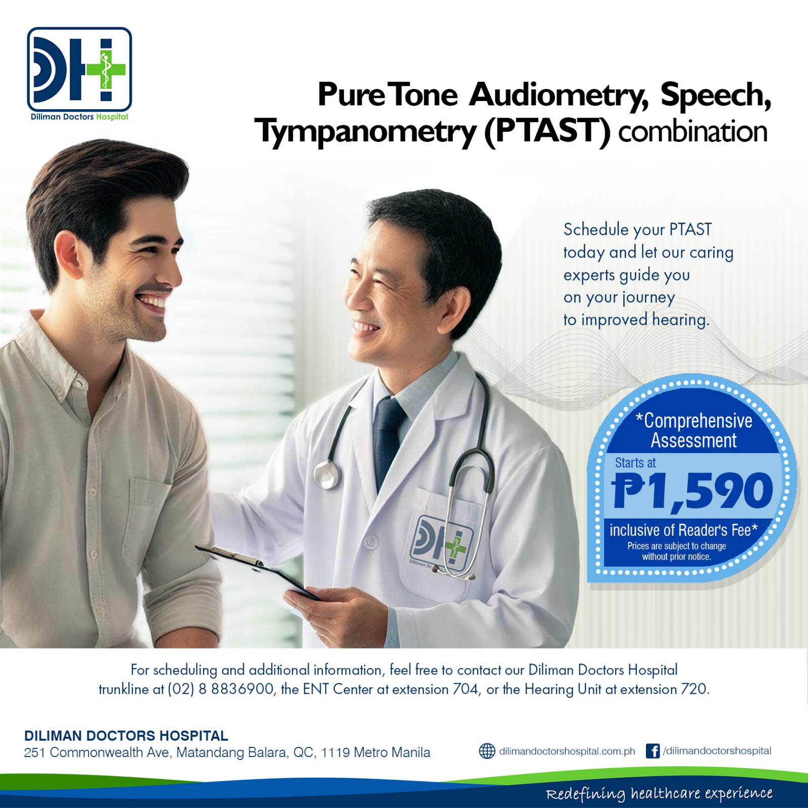 PURE TONE AUDIOMETRY, SPEECH, TYMPANOMETRY (PTAST) COMBINATION ...